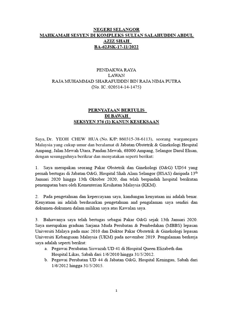 WITNESS STATEMENT Nik Alya | PDF | Pengembangan Diri