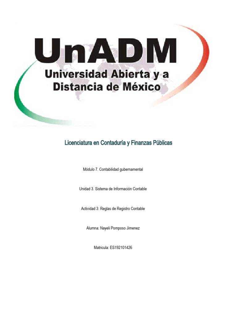 M7 U3 A3 RegistroContable | PDF | Contabilidad | Teneduría de libros