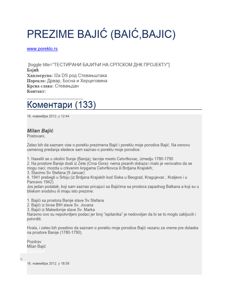 Prezime Bajić | PDF