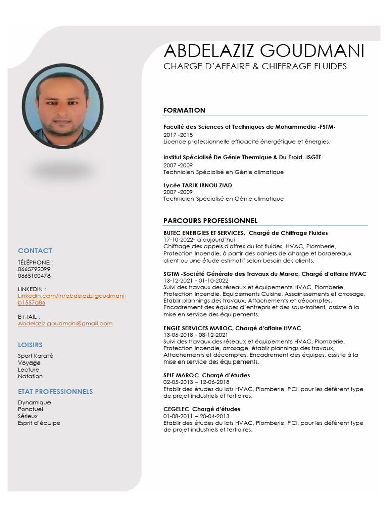 CV Plombier et Chargé d'Affaires HVAC | PDF | Plomberie | Lutte contre ...