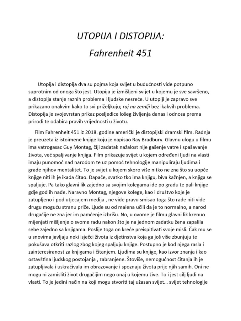 UTOPIJA I DISTOPIJA | PDF