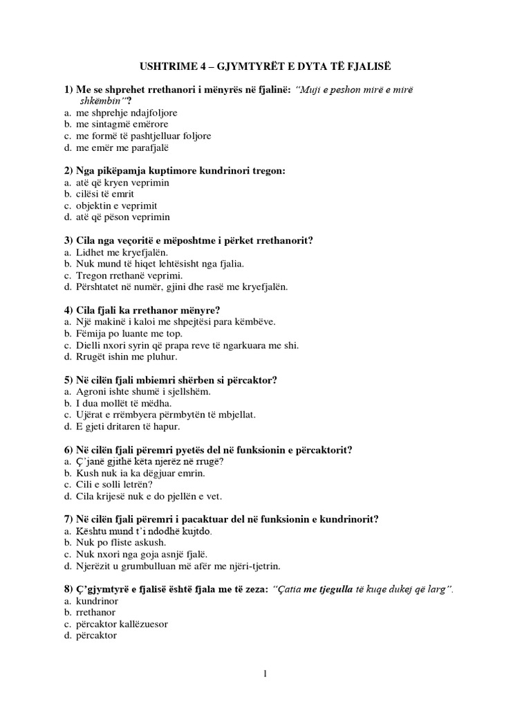 Ushtrime 4 - Gjymtyrët e Dyta | PDF