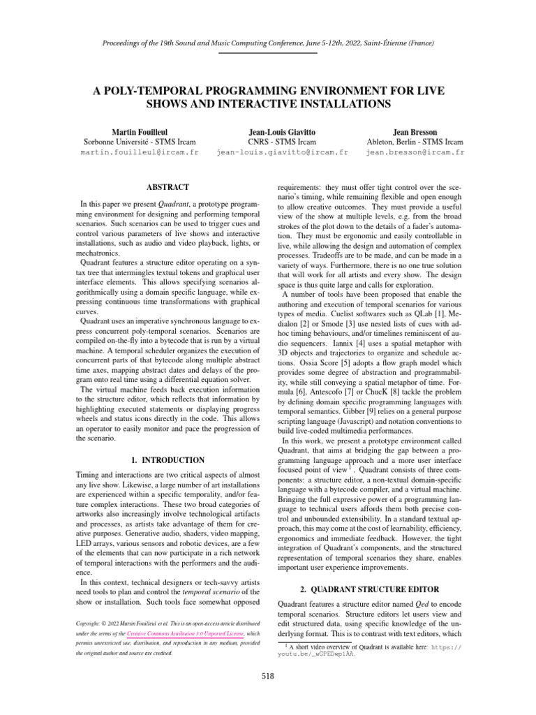 A Poly-Temporal Programming Environment For Live Shows and Interactive ... A Poly-Temporal Programming Environment For Live Shows and Interactive ...