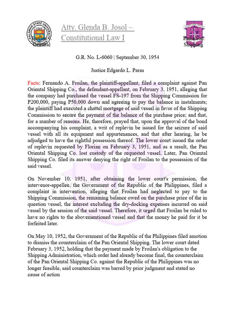 Froilan v. Pantalion Shipping | PDF | Lawsuit | Justice