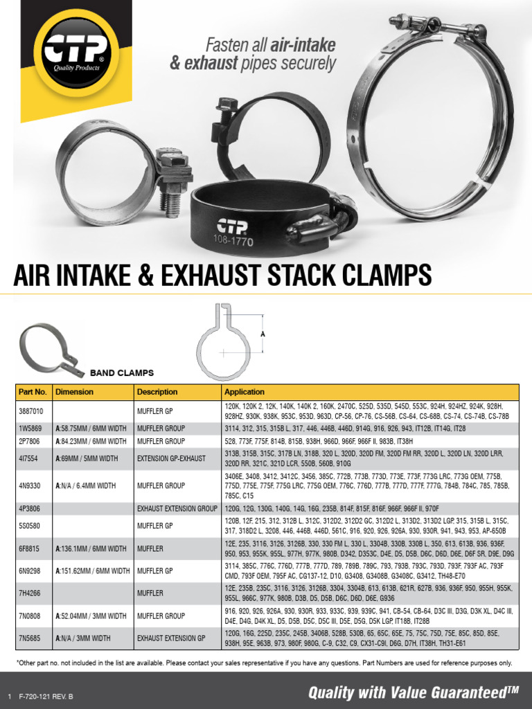 Air-Intake - Exhaust Stack Clamps | PDF | Vehicle Technology | Manufactured Goods