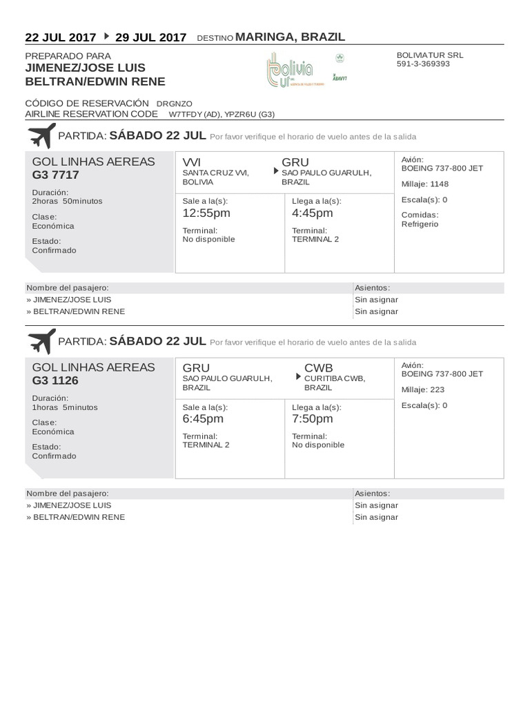 Itinerario ELFEC | PDF | Compañías de transporte | Aviación