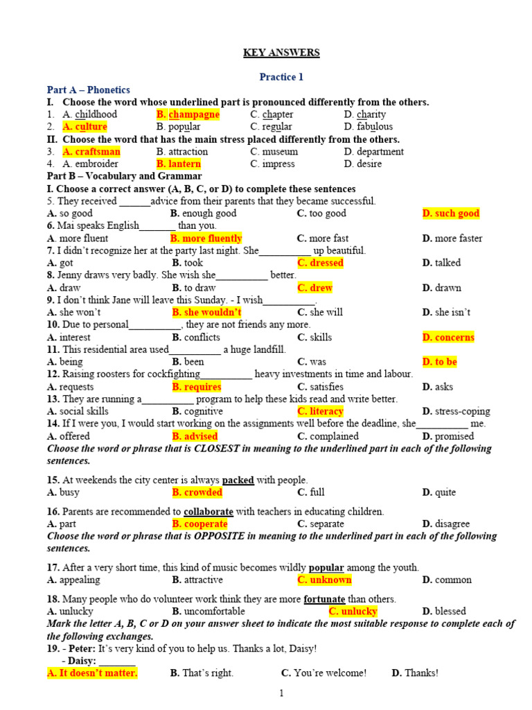 key answers | PDF | Vietnam