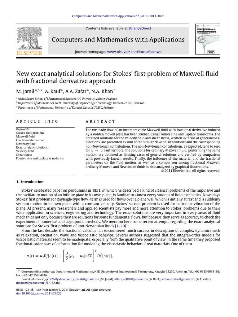 Maxwell Fluid Dynamics Analysis | PDF | Viscoelasticity | Fluid Mechanics