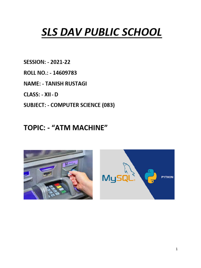 Cs Project | PDF | Automated Teller Machine | Computer Science