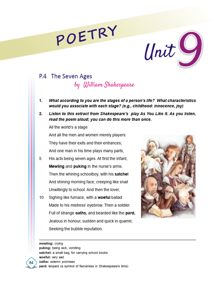 NCERT Class 9 English Poetry Textbook Unit 9 The Seven Ages | PDF ...