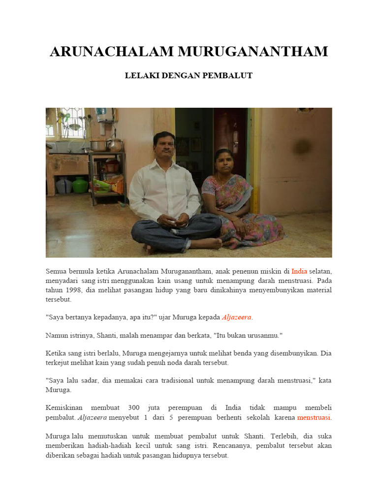 Arunachalam Muruganantham (Part 1) | PDF