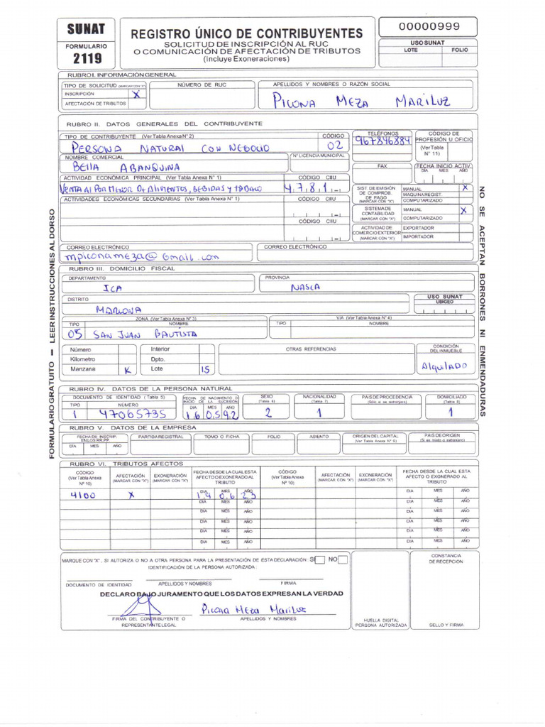 Formulario 2119 | PDF