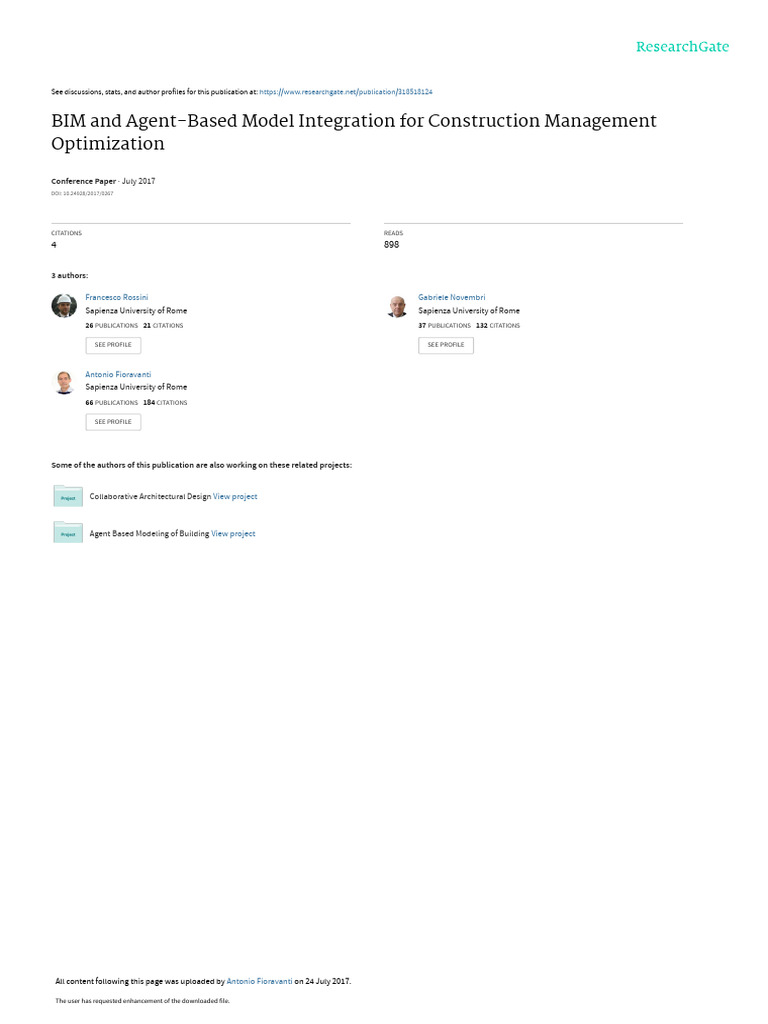 36 - BIM and Agent-Based Model Integration For Construction Management Optimization ESTE | PDF ...