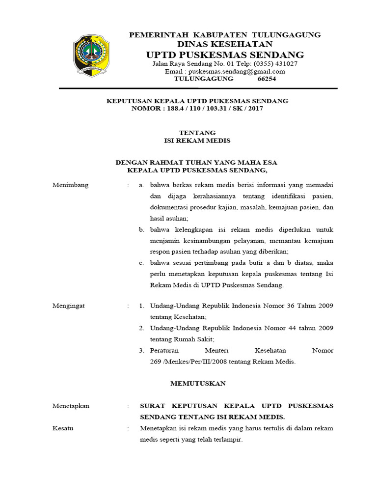 SK Isi Rekam Medis | PDF