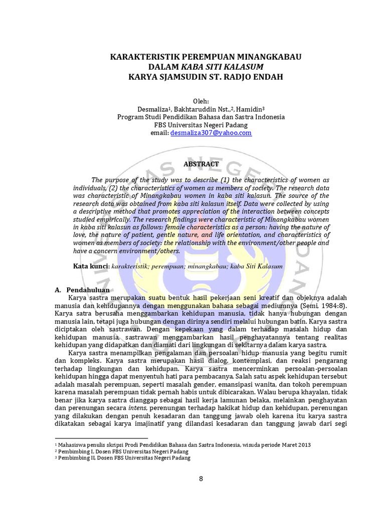 ID Karaktristik Perempuan Minangkabau Dalam | PDF