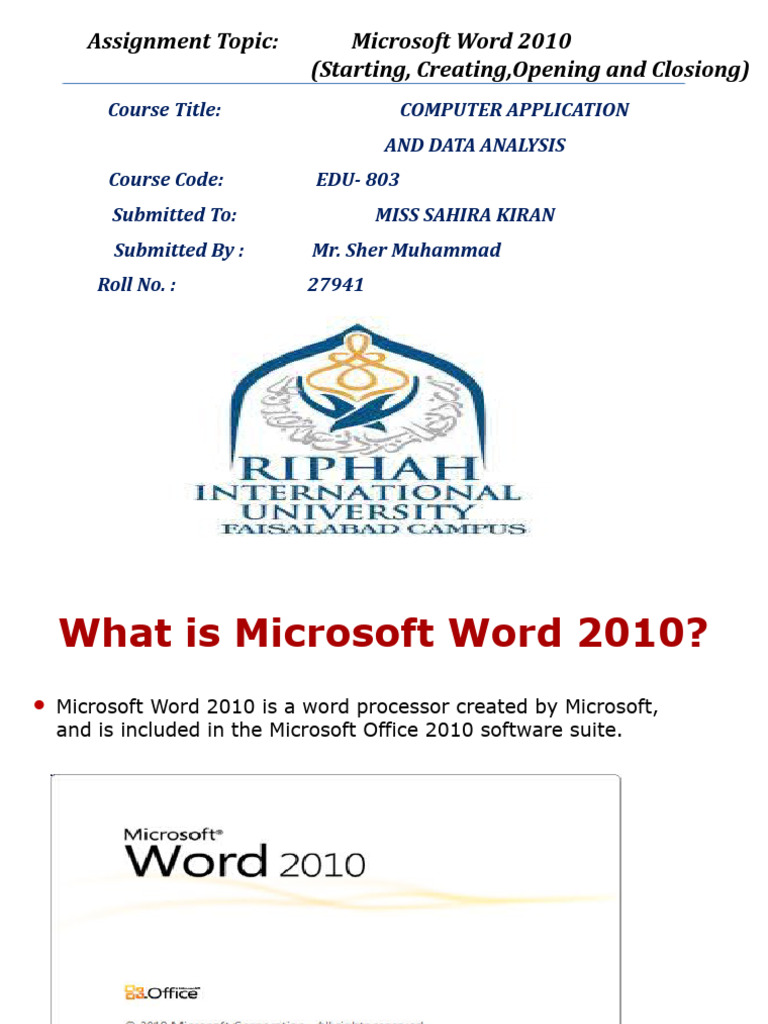 Intro to MS Word 2010 Basics | PDF | Computers