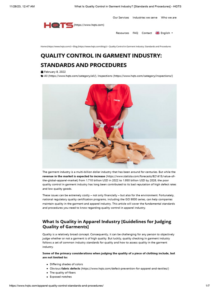 Garment Quality Control Standards & Procedures | PDF | Textiles | Clothing