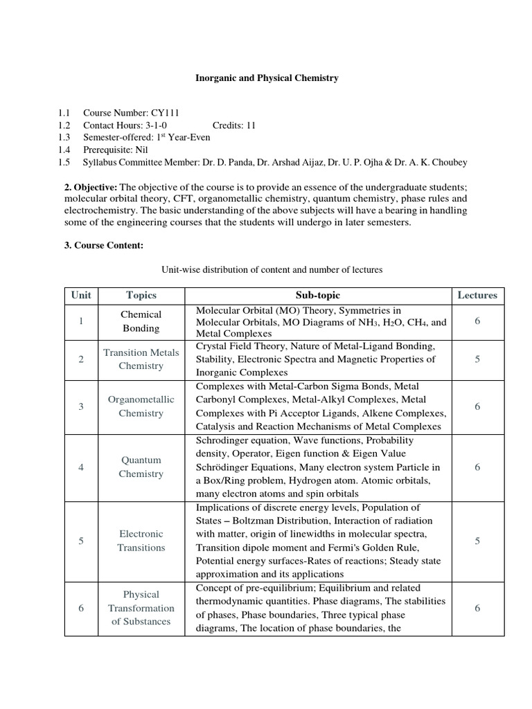 Inorganic and Physical Chemistry | PDF | Coordination Complex | Chemistry