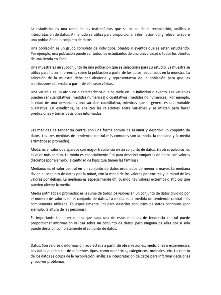 La Estadística Es Una Rama De Las Matemáticas Que Se Ocupa De La 4495