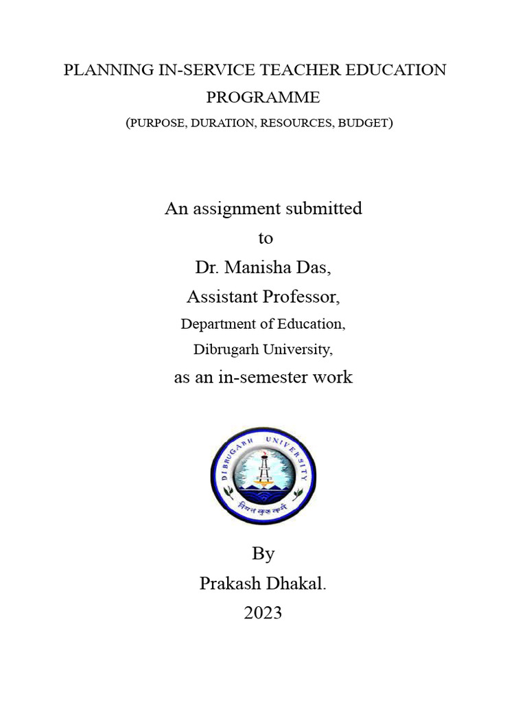 Planning in Service Teacher Education Programme | PDF | Teacher Education | Teachers