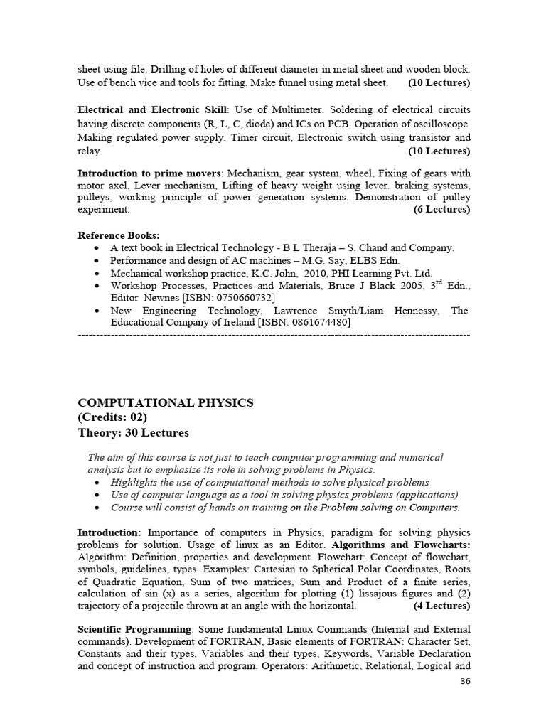 Computational Physics Syllabus Pdf Electrical Network Alternating 7454