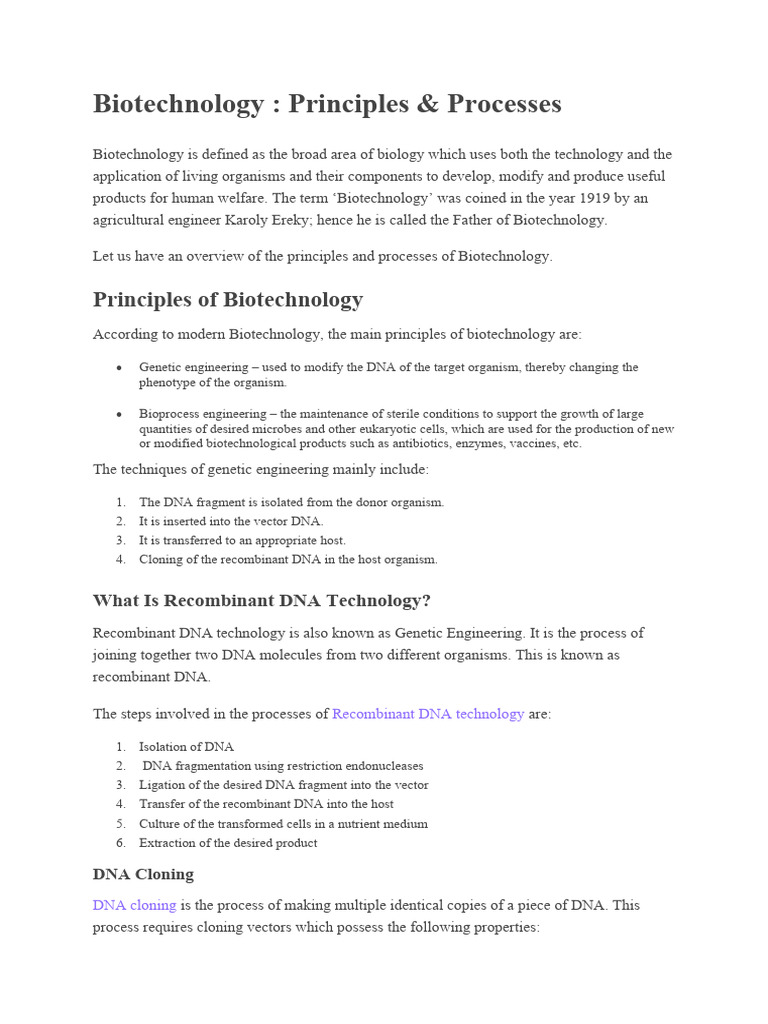 Principles & Processes | Download Free PDF | Molecular Cloning | Recombinant Dna