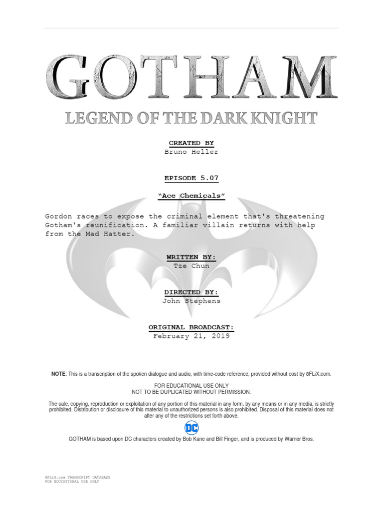 Gotham-transcript-507-Ace Chemicals | PDF | Batman | Dc Comics Characters