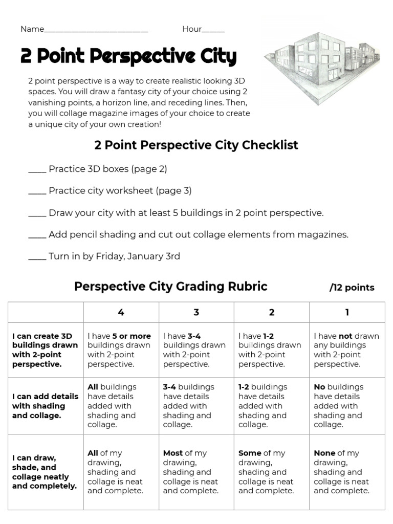 2 Point Perspective City Project Sheet | PDF | Perspective (Graphical ...