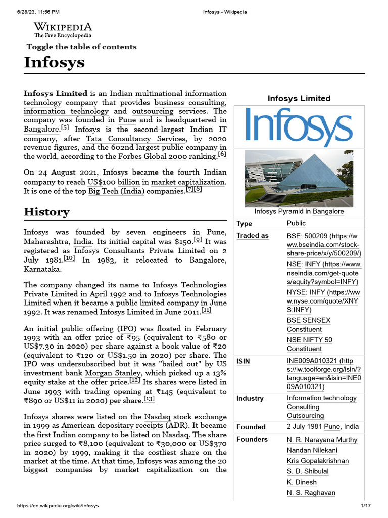 Infosys Technology | Download Free PDF | Financial Markets | Business
