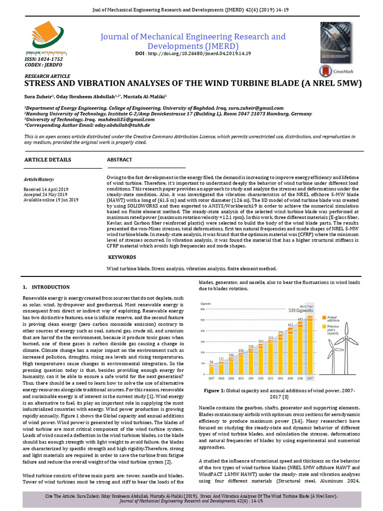 Stress and Vibration Analyses of The Wind Turbine | PDF | Wind Turbine | Matrix (Mathematics)
