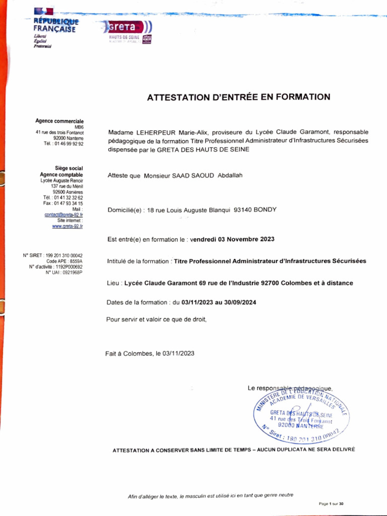 Attestation de Formation-1 | PDF