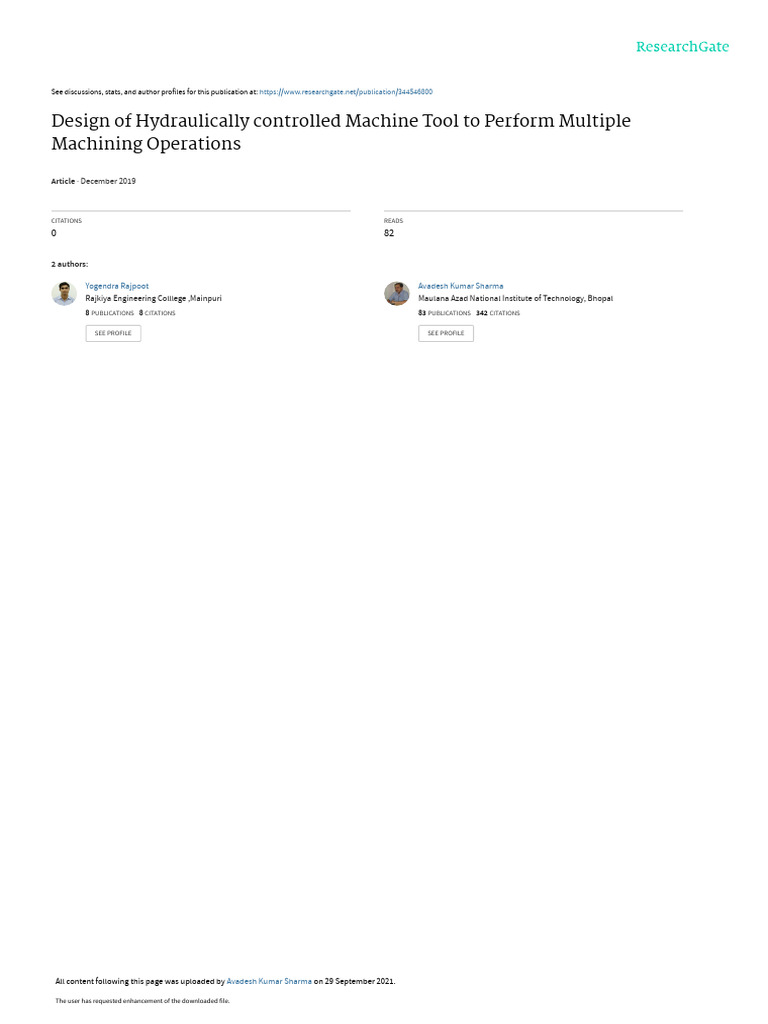 Designof Hydraulicallycontrolled Machine Toolto Perform Multiple ...