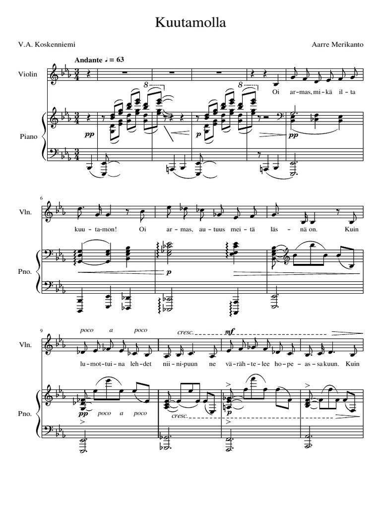 Aarre Merikanto: Kuutamolla (E Flat Major) | PDF