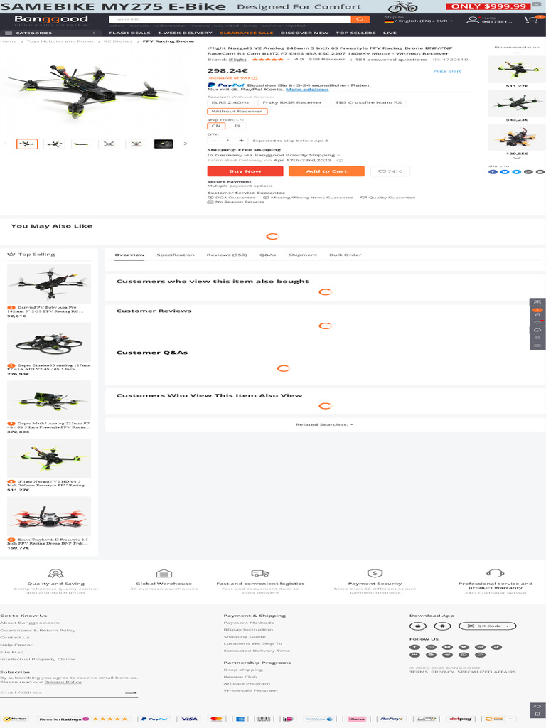 Iflight Nazgul5 v2 Analog 240mm 5 Inch 6s Freestyle FPV Racing Drone ...