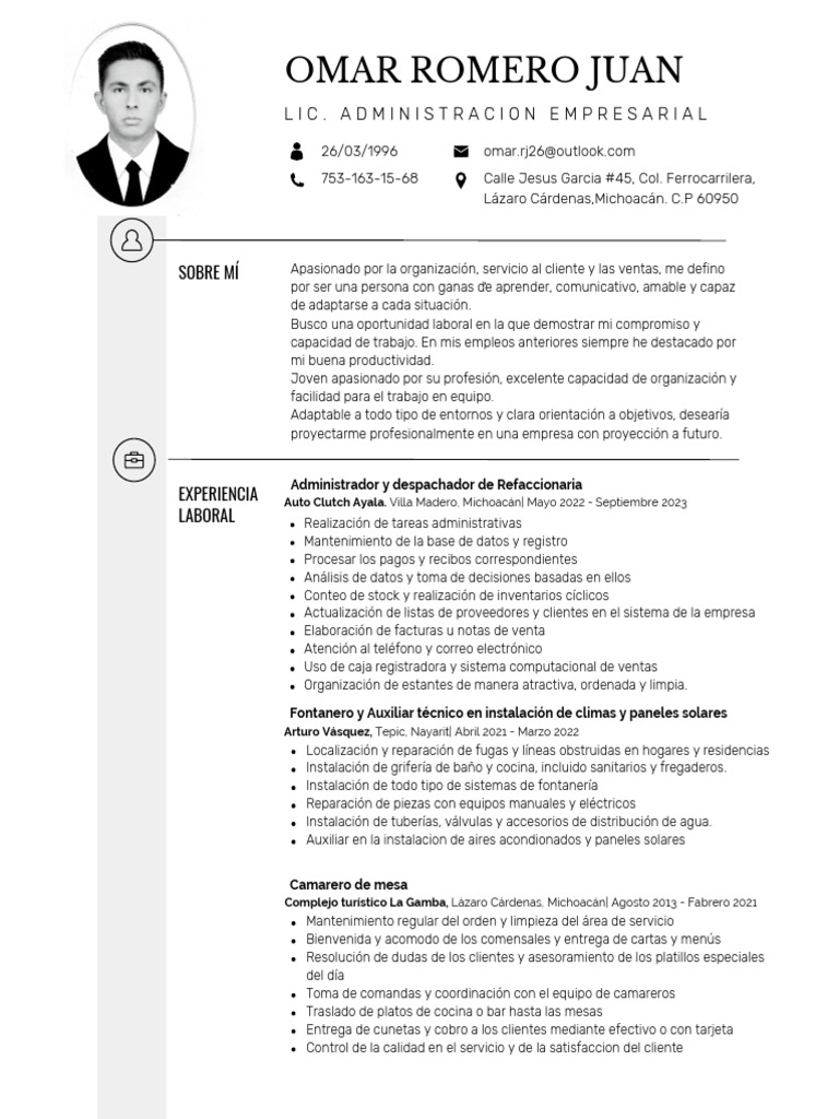 Currículum Vitae Omar Romero LZC | PDF | Business | Economias