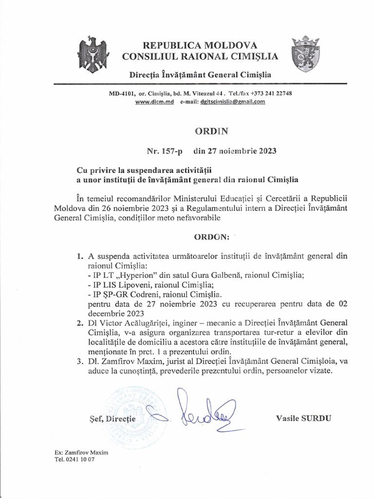 Ordin Suspendare Activitate | PDF