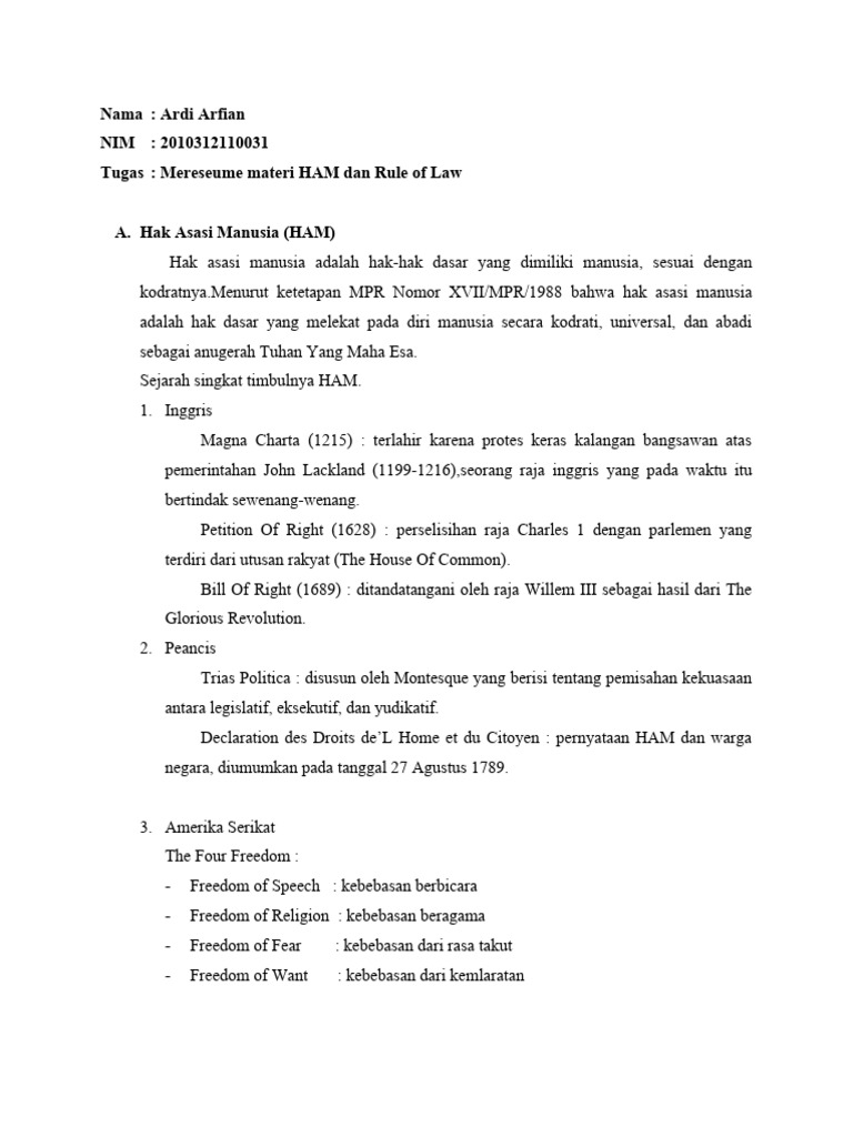 HAM & Rule of Law | PDF | Politik | Ilmu Sosial