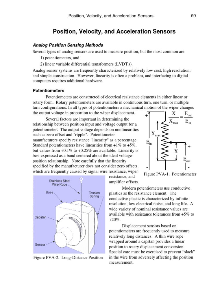 Position Velocity And Acceleration Sensors Pdf Transformer