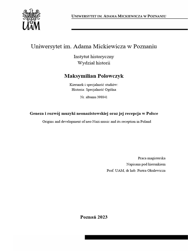 Maksymilian Polowczyk - Praca Magisterska | PDF