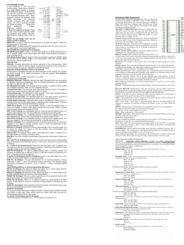 Pin Diagram Of 8085 8086 Pdf Central Processing Unit Computer Data Storage 