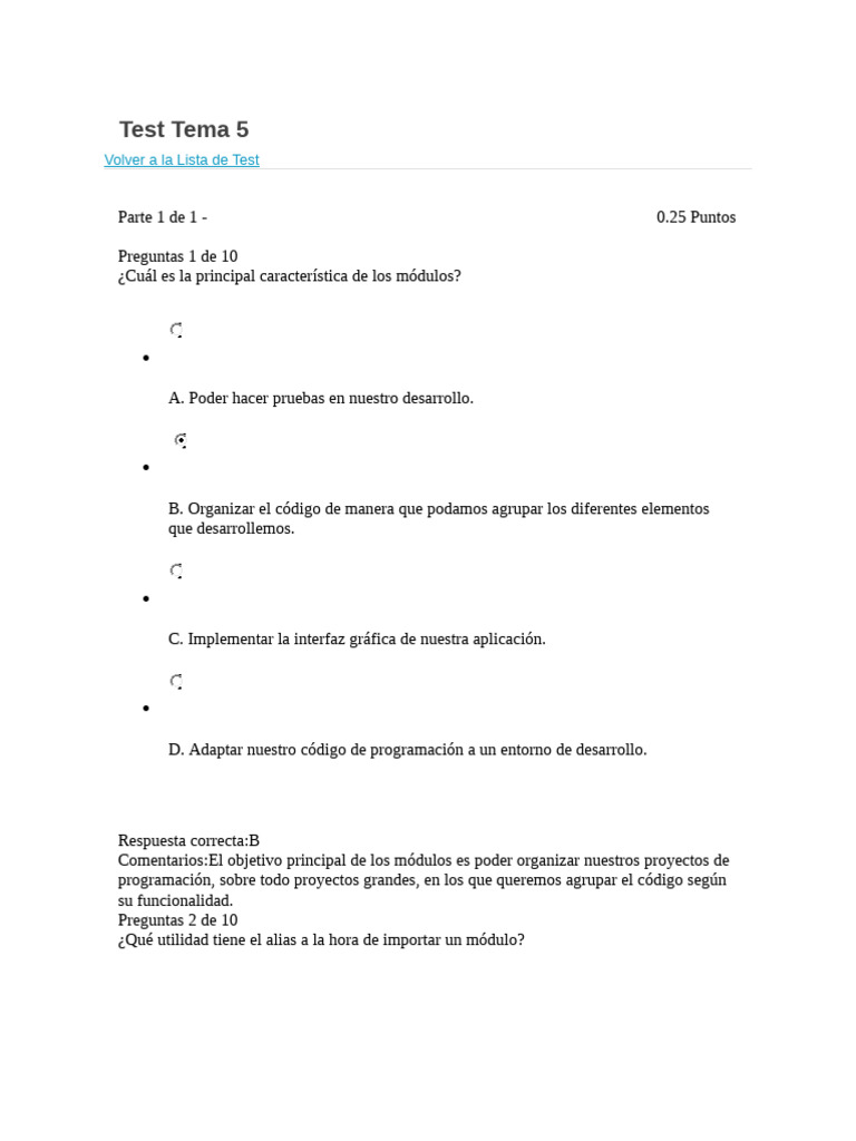 Test Tema 5 | Descargar gratis PDF | Objeto (informática) | Python ...