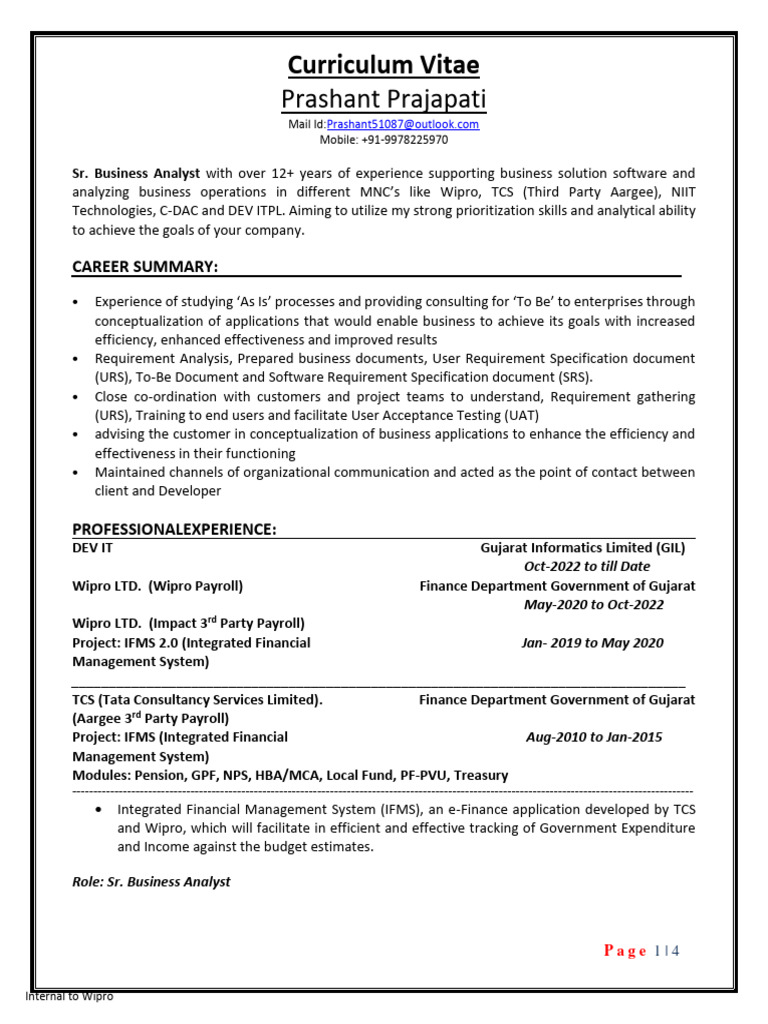 Resume Prashant Prajapati | PDF | Specification (Technical Standard) | Business