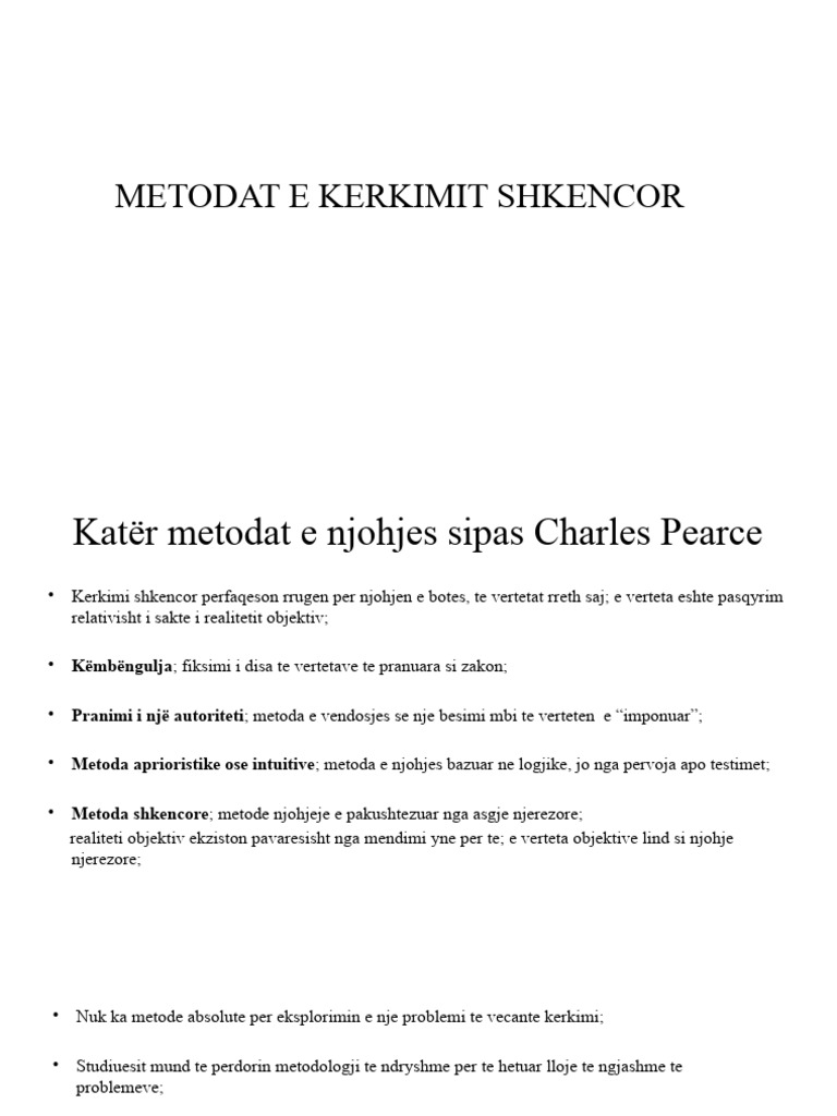 Cikel Leksionesh Metodat E Kerkimit Shkencor Pdf