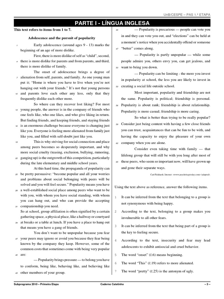 PAS 1 Prova | PDF | Communication