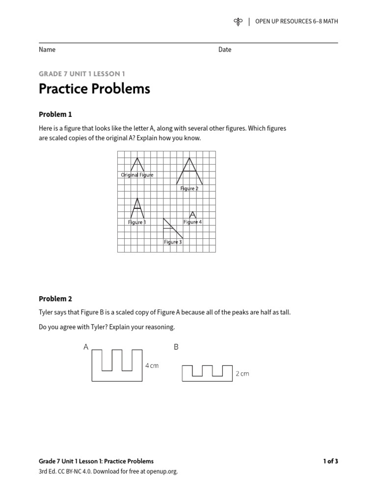 Grade 7 Unit 1 Lesson 3 Problems | PDF | Area | Shape