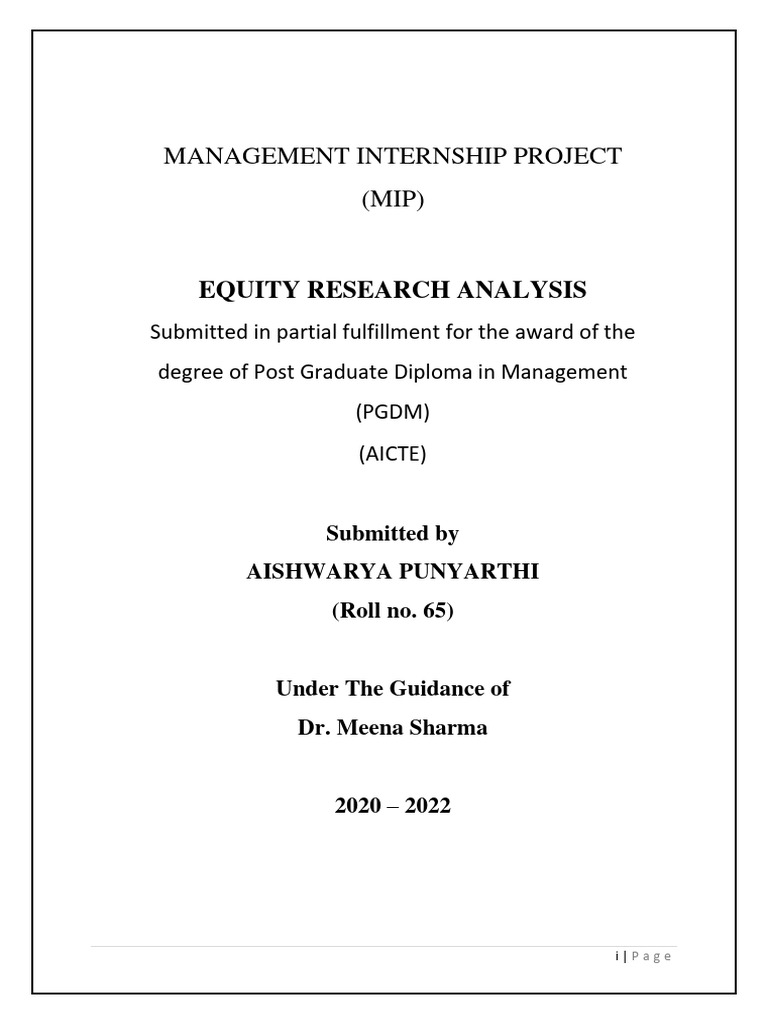65 PGDM Mip Report | PDF | Stocks | Peg Ratio