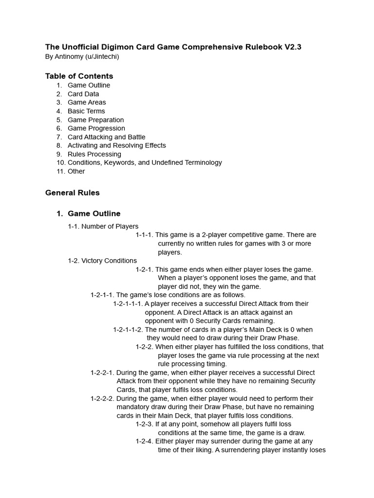 Digimon Card Game Comprehensive Rulebook V2.3-1 | PDF | Plural