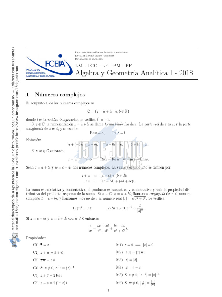 Complejos YPolinomios | PDF | Número complejo | Álgebra