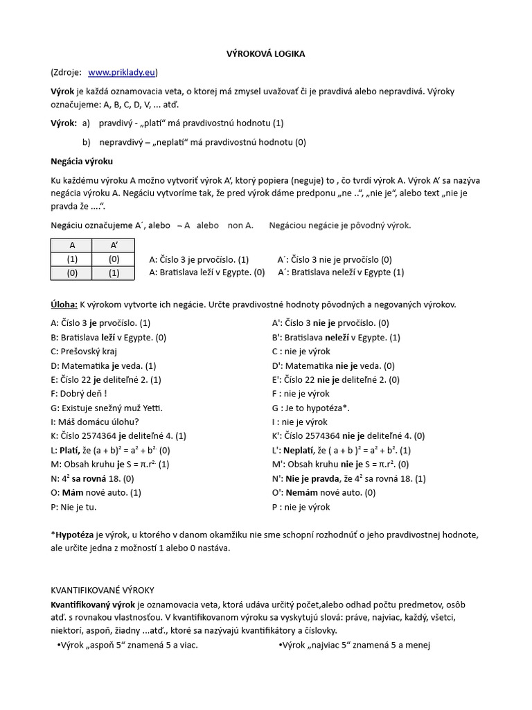 Výroková Logika | PDF