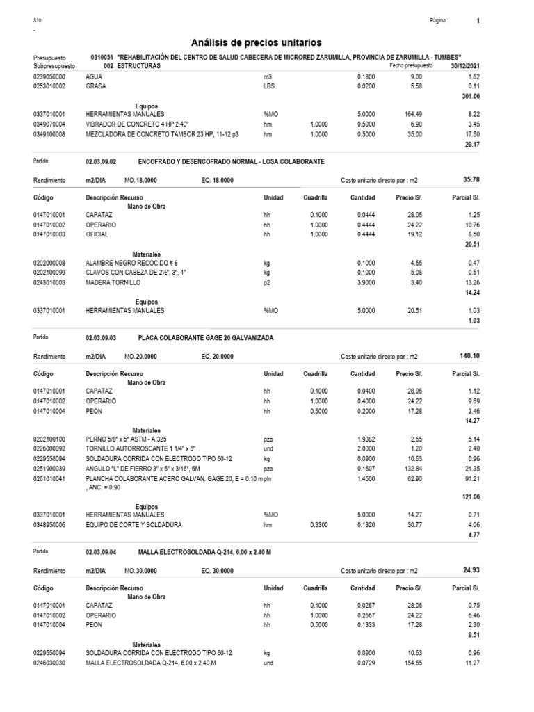 APUS de Estructura.4 | PDF | Unión | Ingeniería estructural